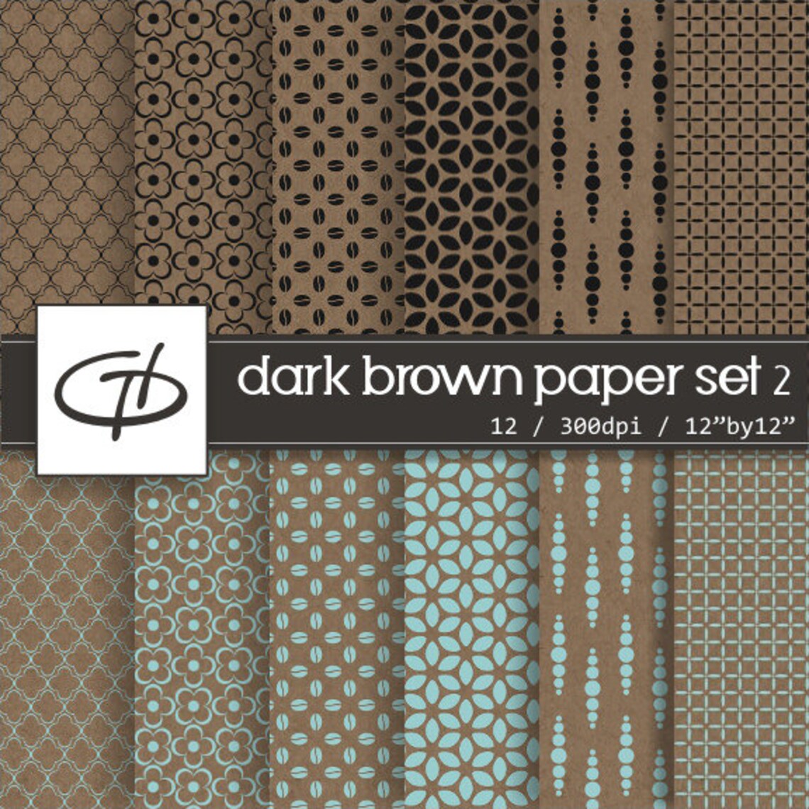 50% OFF SALE Dark Brown Paper Digital Set 2: High Quality Printable ...