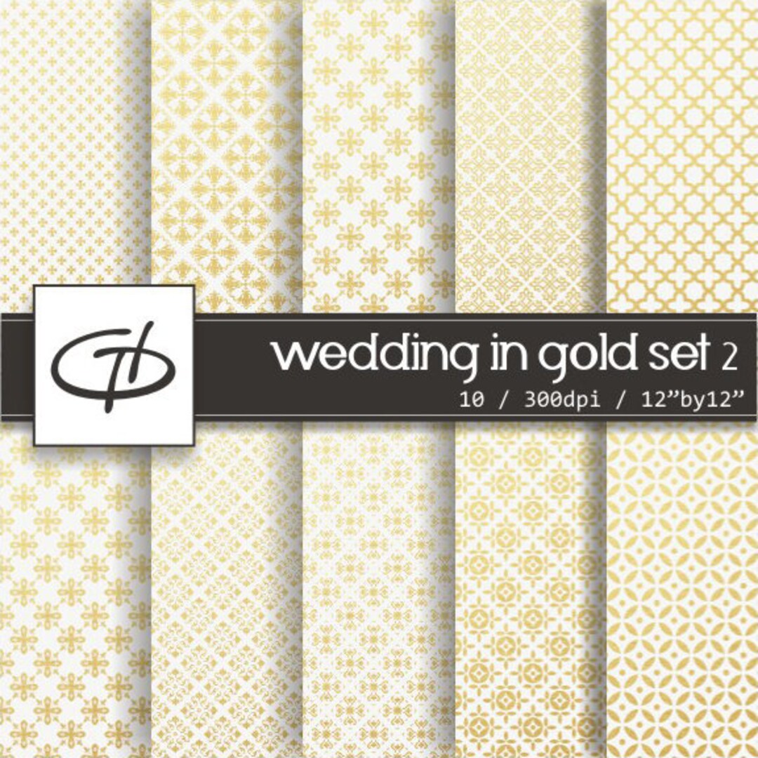 Wedding in Gold Digital Paper Set 2: High Quality Printable Paper Set ...