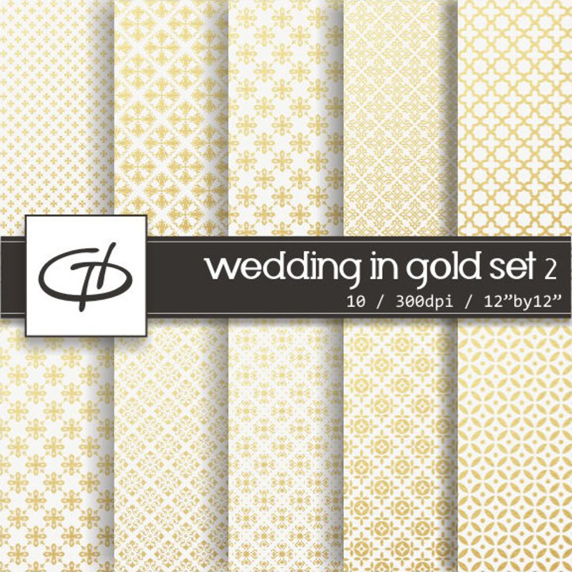Wedding in Gold Digital Paper Set 2: High Quality Printable Paper Set ...