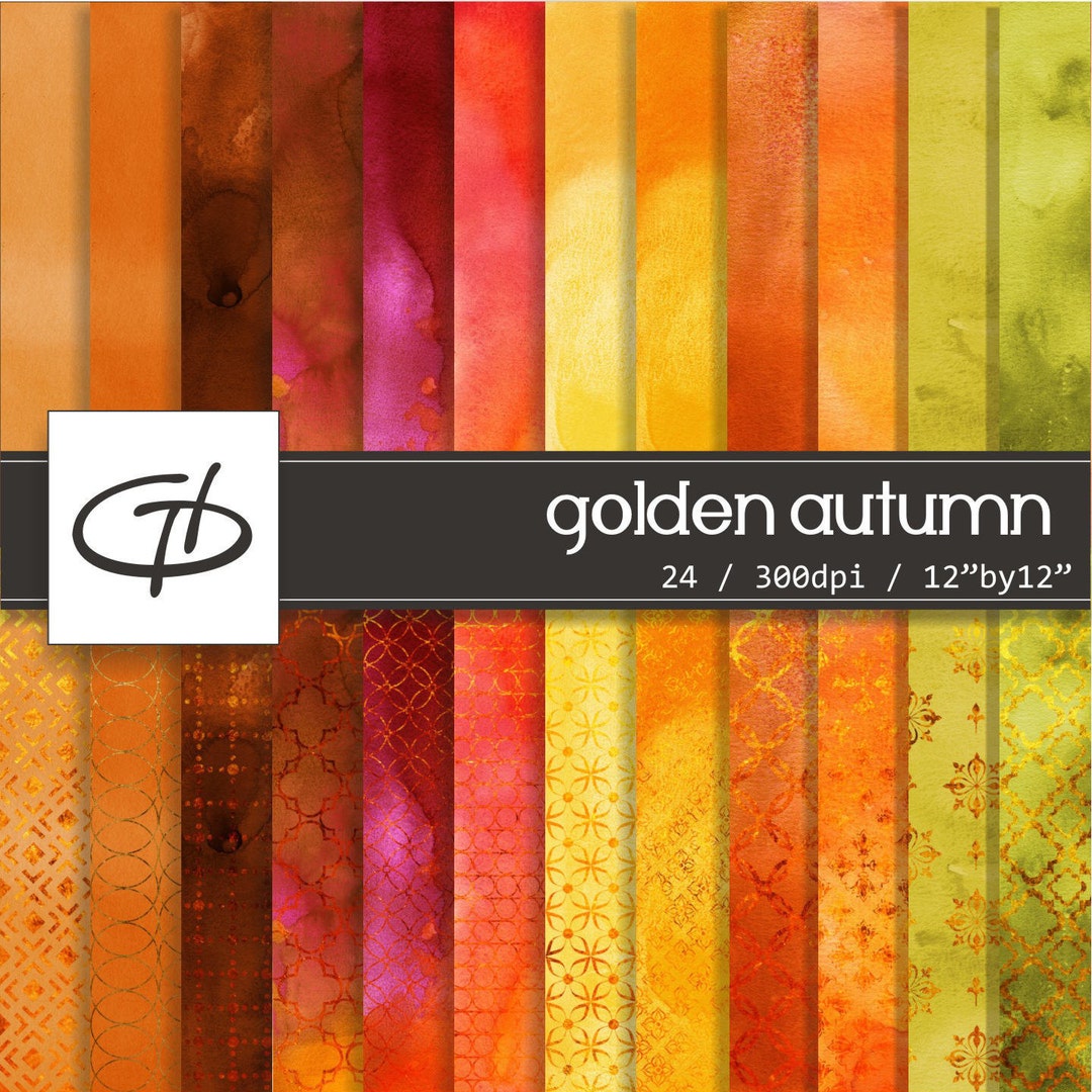 Golden Watercolor Autumn Digital Paper, 24 Printable Papers - Etsy