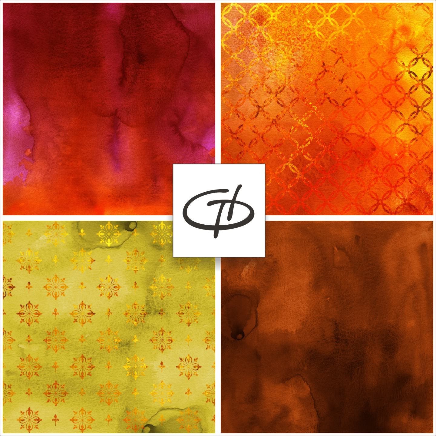 Golden Watercolor Autumn Digital Paper, 24 Printable Papers - Etsy