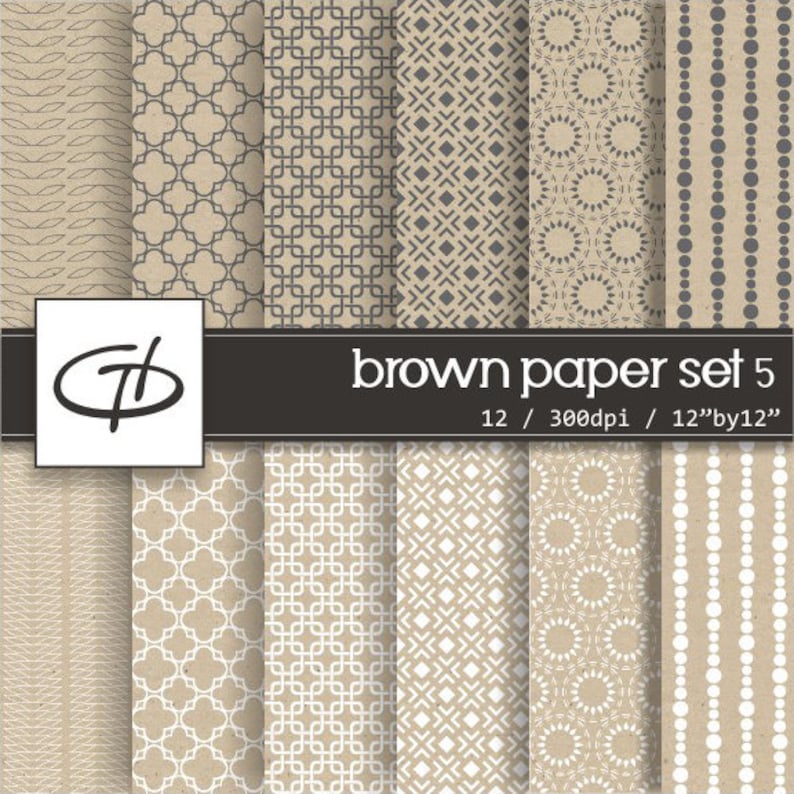 Brown Digital Paper Set 5: High Quality Printable Paper Set, Brown ...
