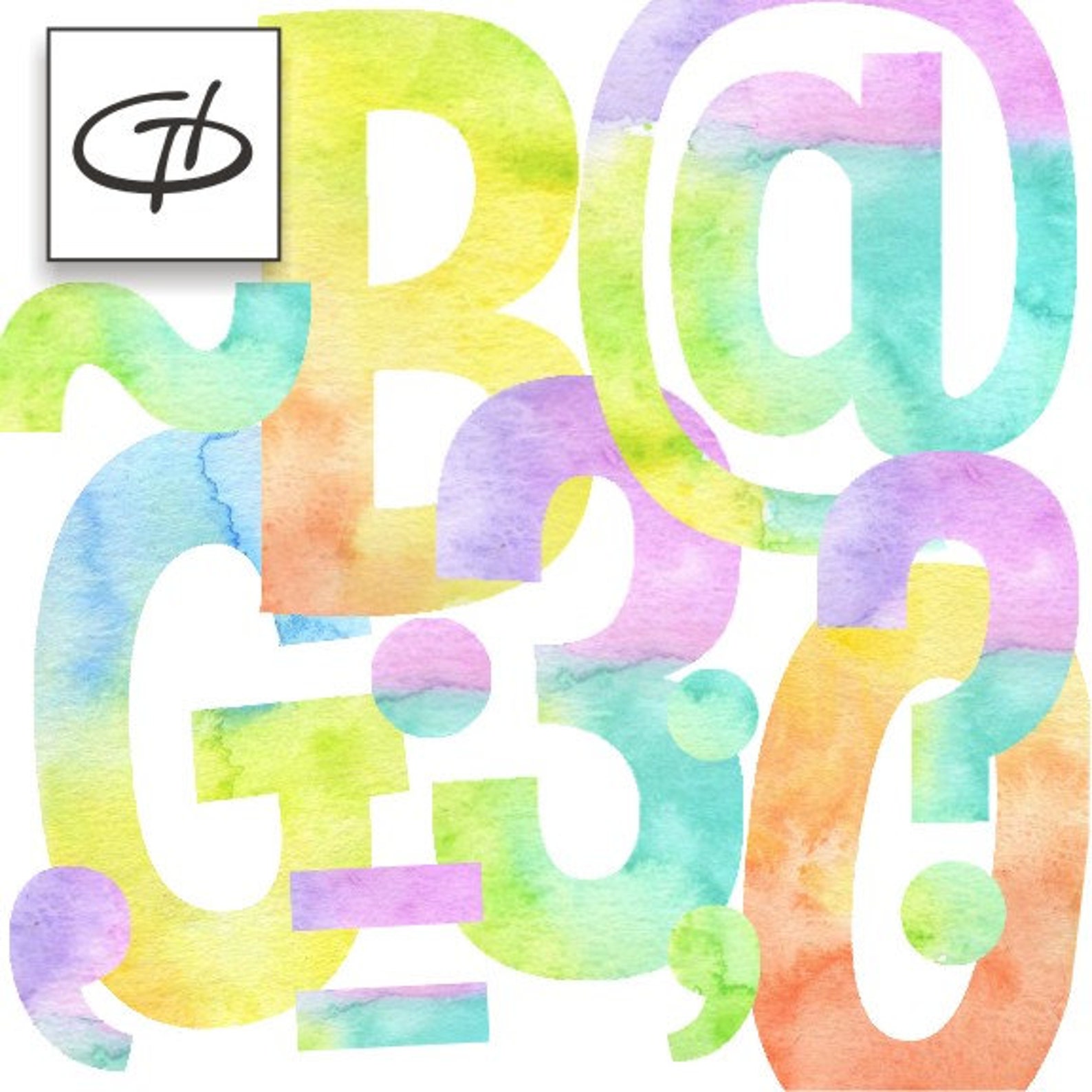 Pastel Watercolor Alphabet Set: Digital High Quality Capital and Small ...