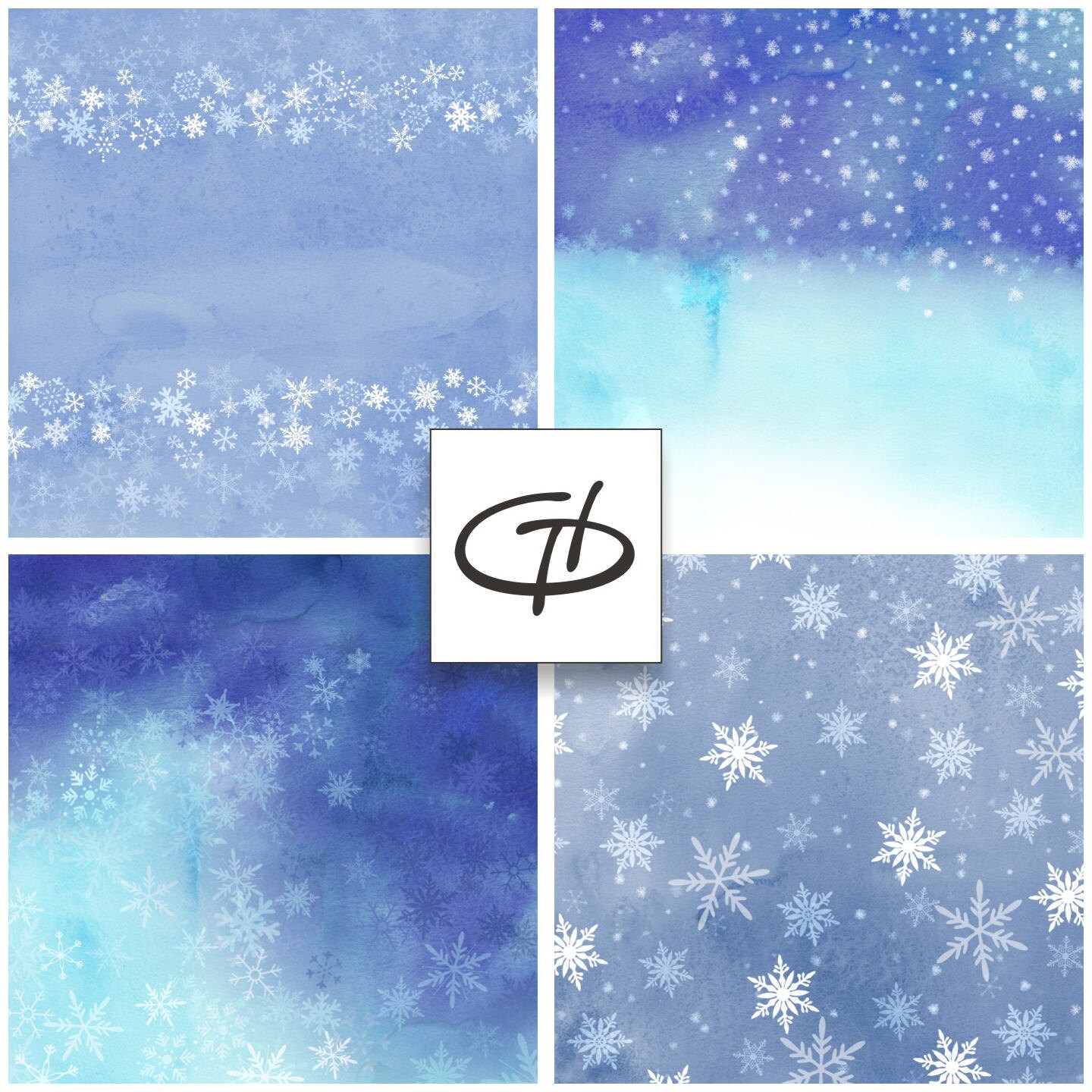 Winter Watercolor Paper 10 Snowflake and Frost Papers, Winter and ...