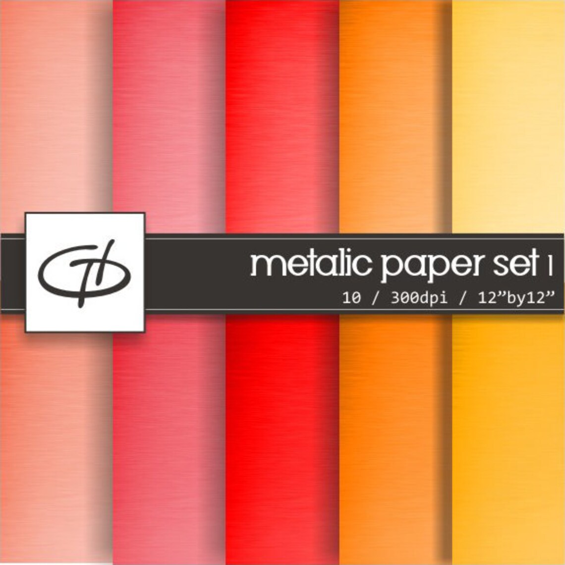 Metallic Digital Paper: High Quality Printable Paper Set, Metal Shiny ...