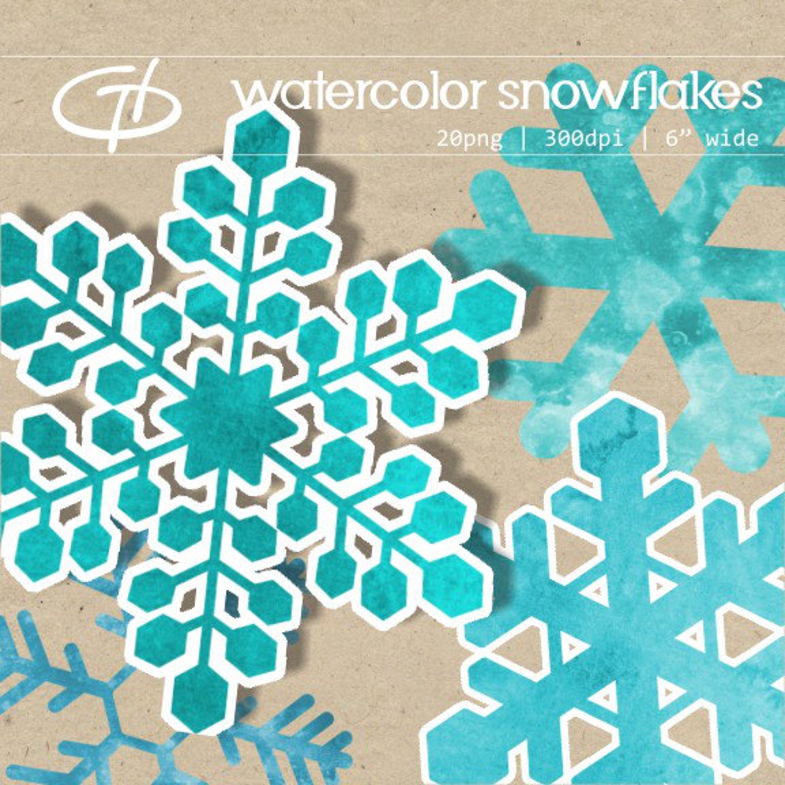 Watercolor Christmas Snowflakes Set, 20 Digital Snowflakes Clip Art ...