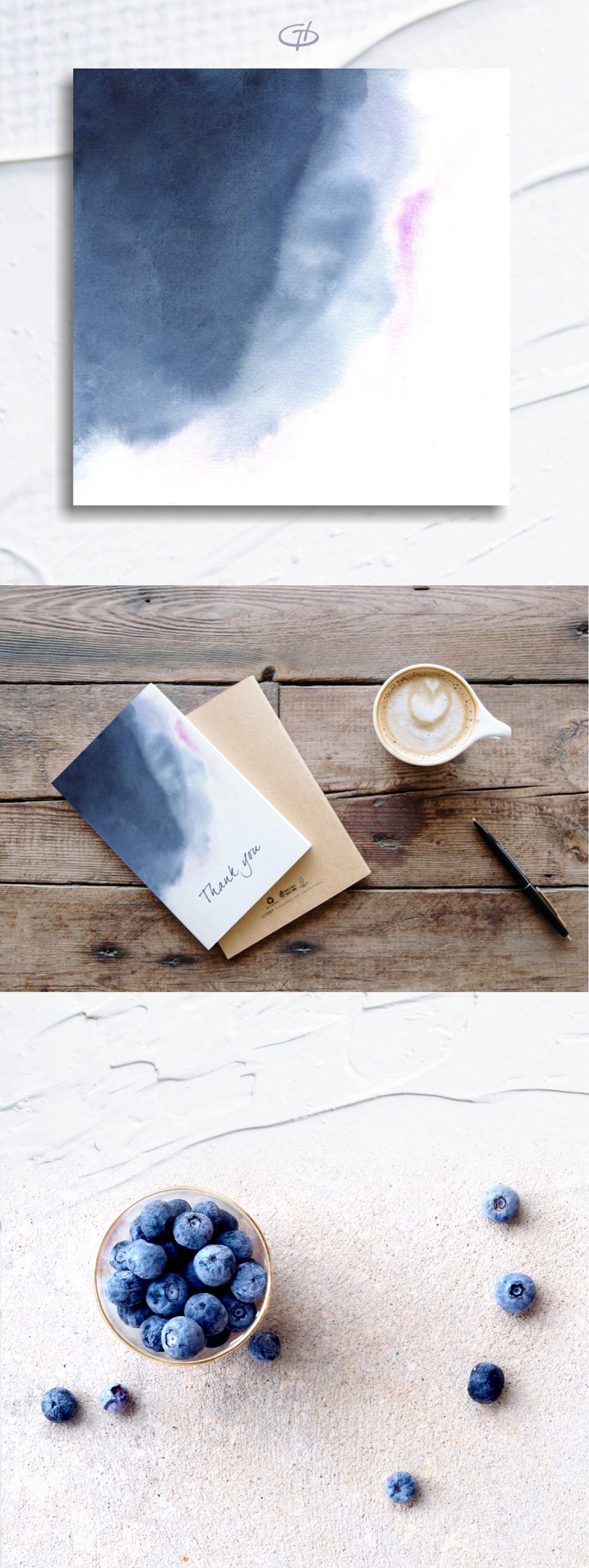 Watercolor Digital Paper, 8 Blueberry Color Papers / Blue Watercolor ...