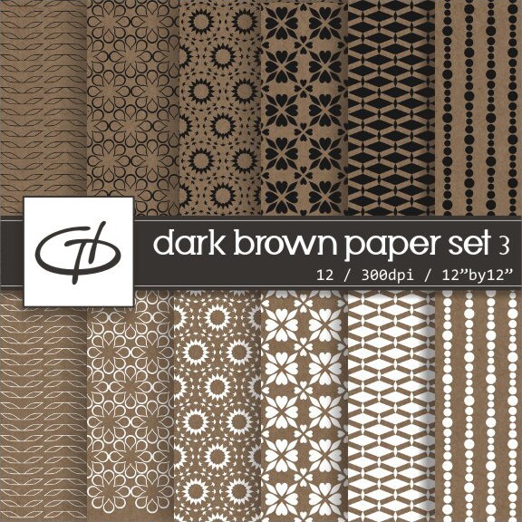 Dark Brown Paper Digital Set 3: High Quality Printable Paper Set, Dark ...
