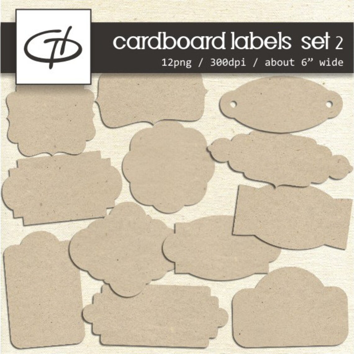 Cardboard Labels Clipart Set 2: Digital Frames, High Quality Tags and ...