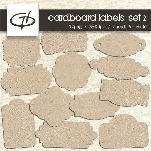 Cardboard Labels Clipart Set 2: Digital Frames, High Quality Tags and ...