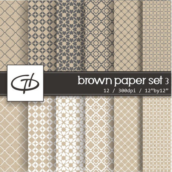 Brown Digital Paper Set 3: High Quality Printable Paper Set, Brown ...