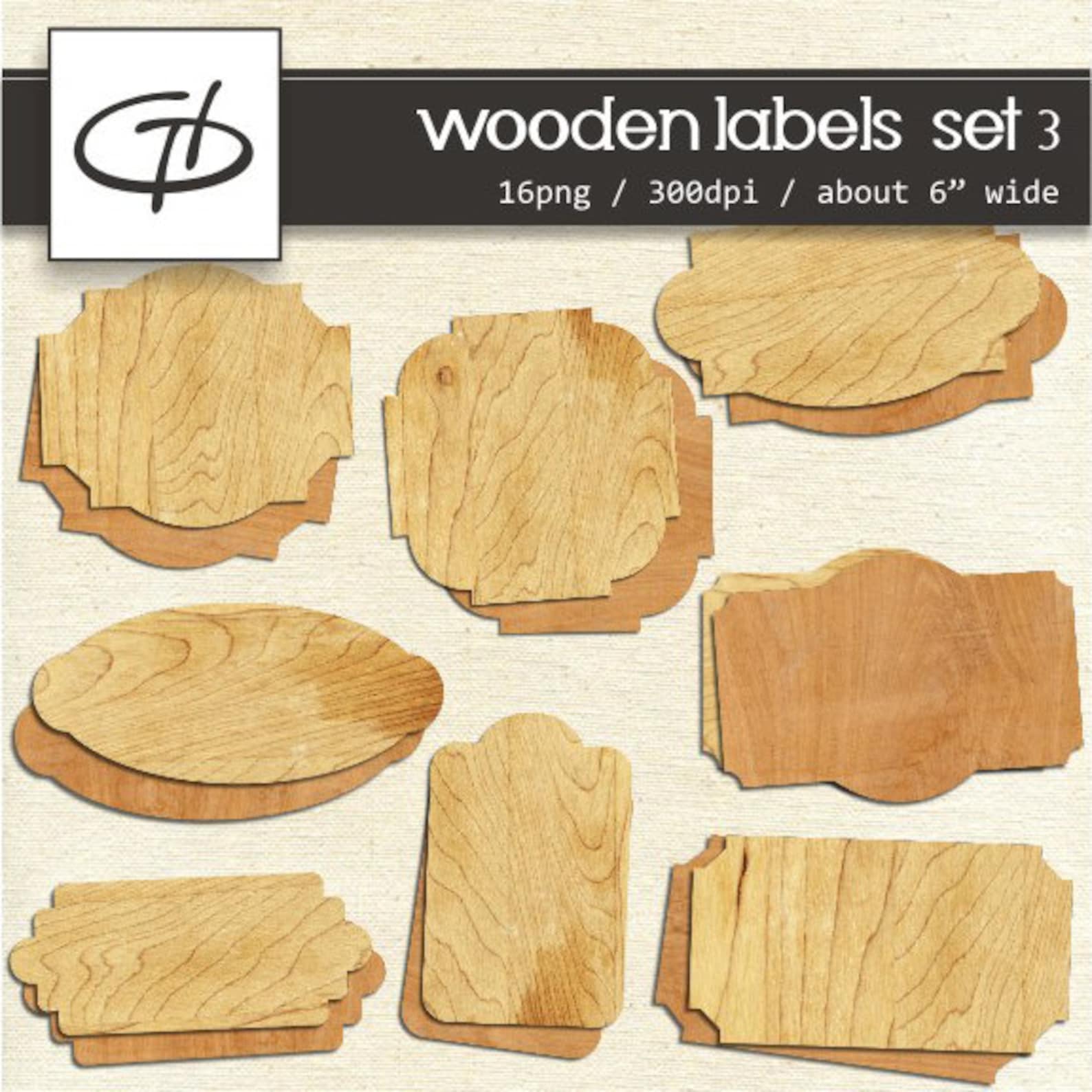 Wooden Labels Clip Art Set 3: Digital Frames, High Quality Tags and ...