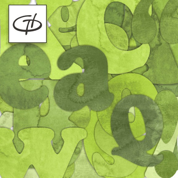 Spring Green Watercolor Alphabet Set: Digital High Quality Capital and ...