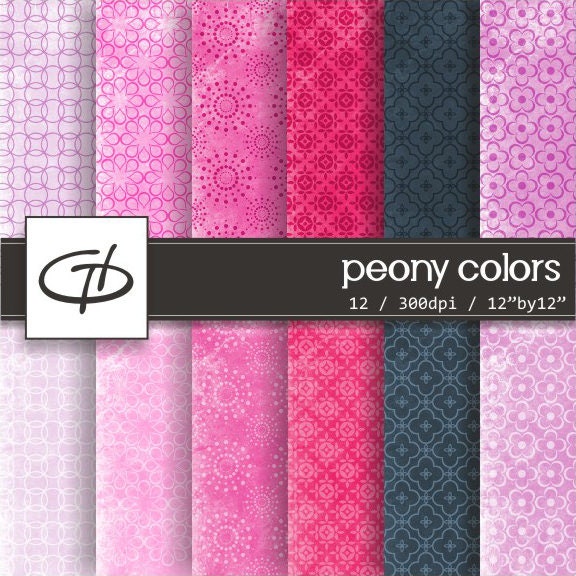Peony Colors Digital Paper: High Quality Printable Paper Set ...