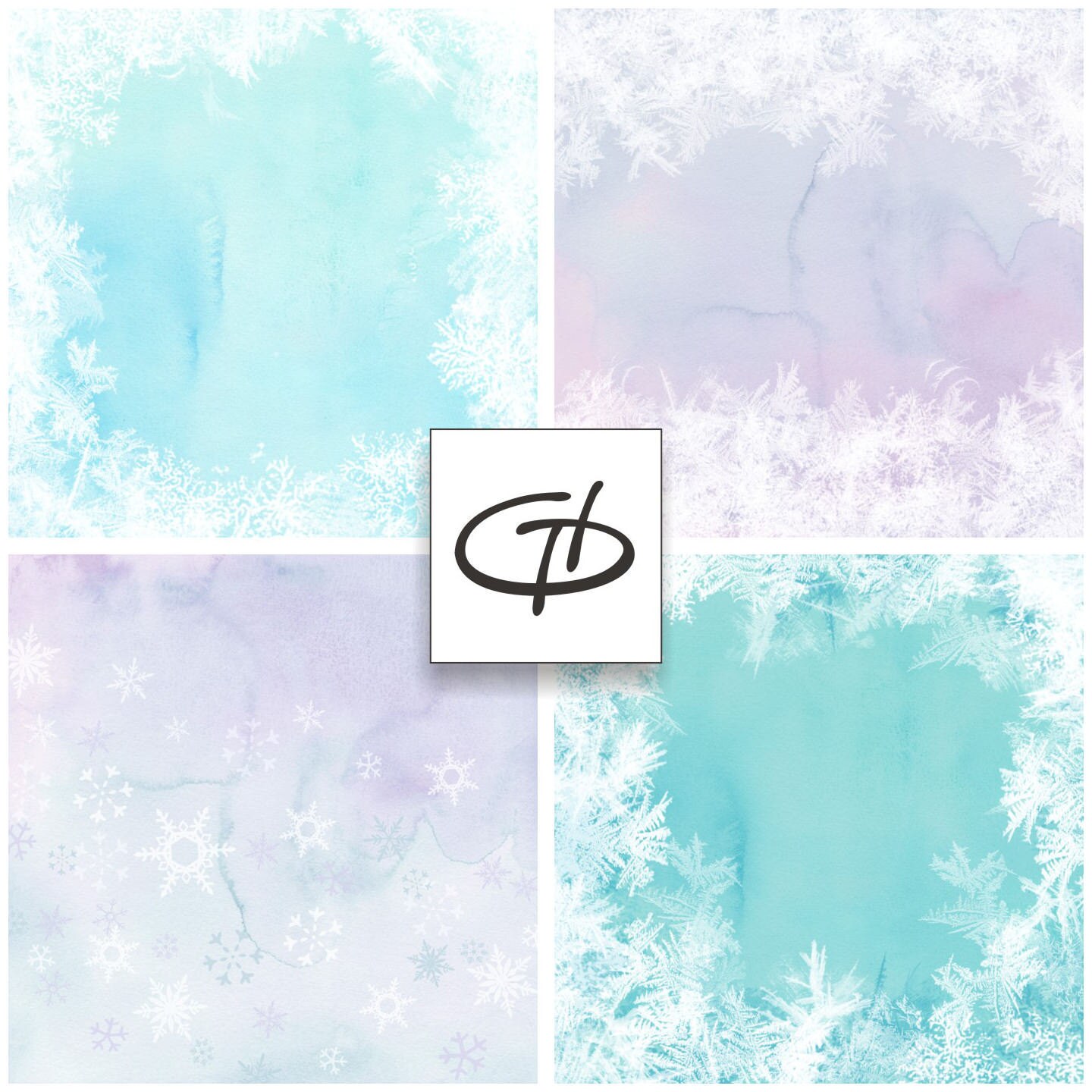 Winter Watercolor Paper 10 Snowflake and Frost Papers, Winter and ...