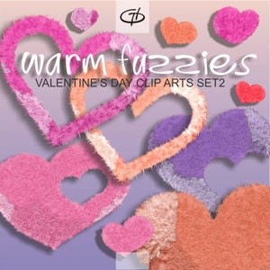 Valentine's Hearts Clip Arts Set2- Warm Fuzzies, Colorful Furry Hearts ...