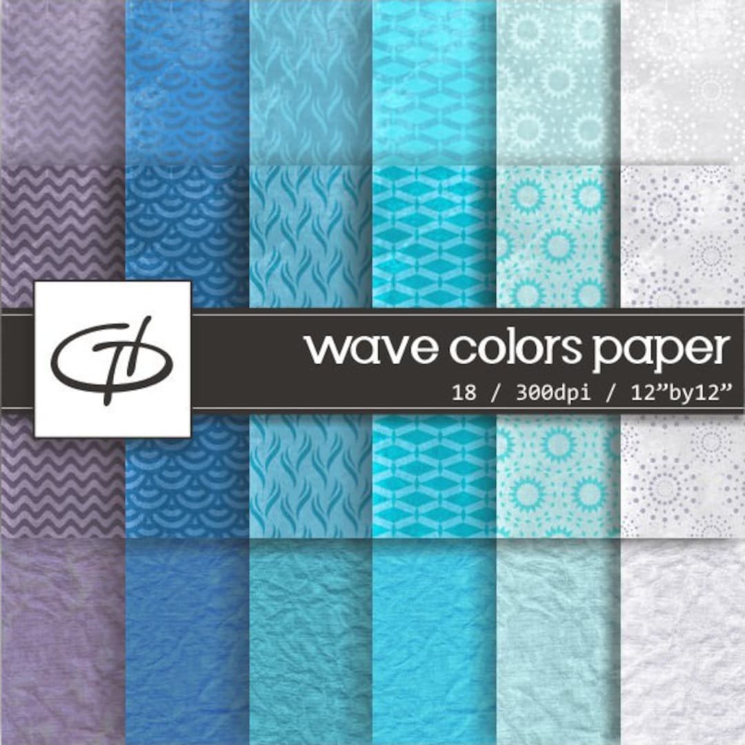 Wave Colors Digital Paper Set: Perfect for Printing, Traditional and ...