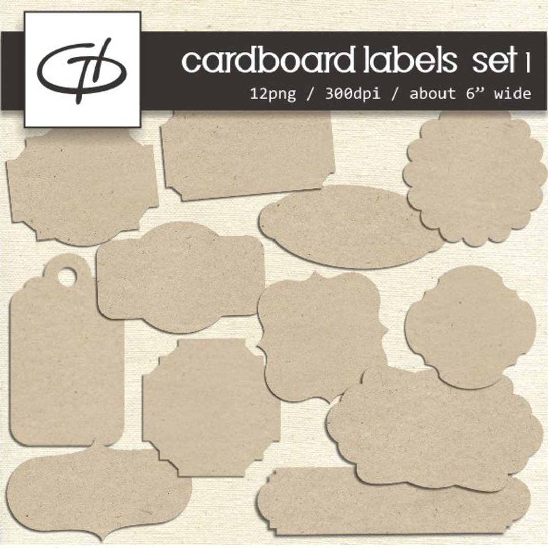 Cardboard Labels Clip Art Set 1: Digital Frames, High Quality Tags and ...