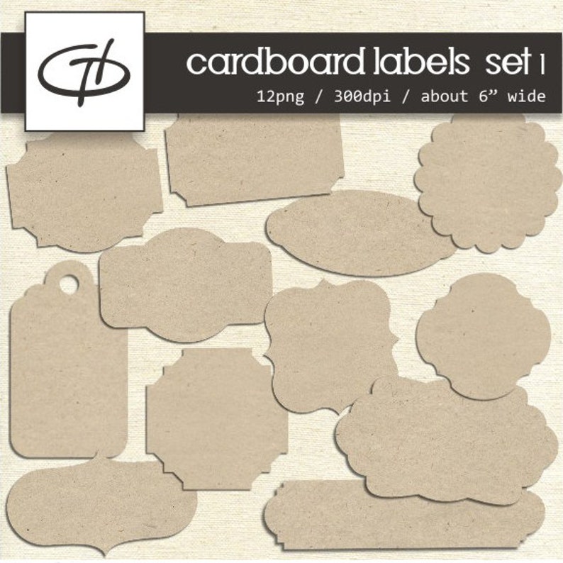 Cardboard Labels Clip Art Set 1: Digital Frames High Quality - Etsy