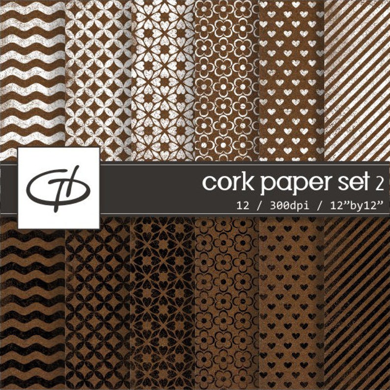 Dark Cork Texture Digital Paper: High Quality Printable Paper Set ...