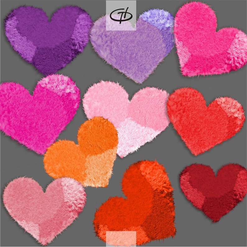Valentine's Hearts Clip Arts- Warm & Fuzzy Feelings, Colorful Furry ...