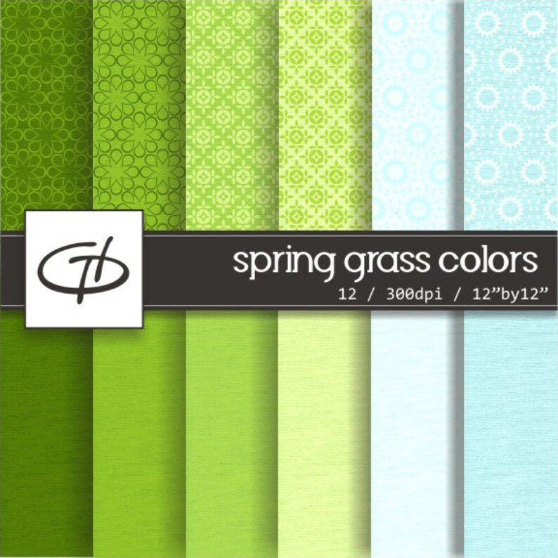 Green Grass Digital Paper Set: High Quality Printable Paper Set, Linen ...