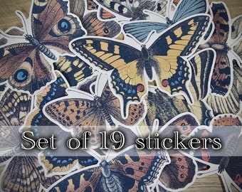 Yellow Butterfly Stickers, Vintage Sticker Pack, Durable Decals for ...