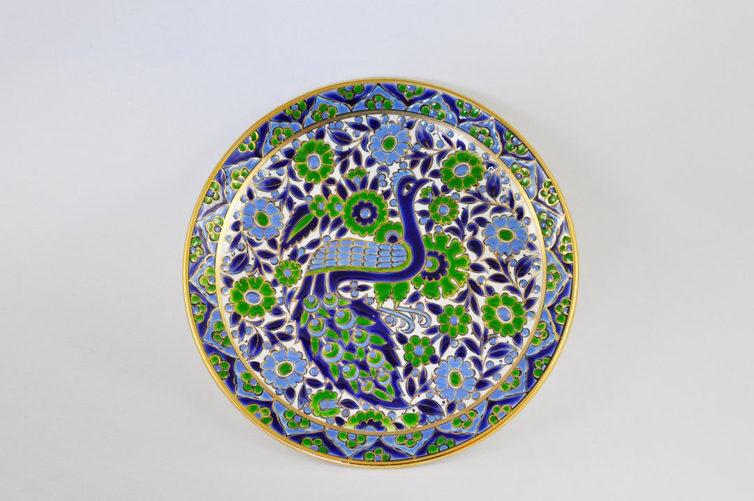 Gallerymichel Hand Made Parperis Ceramic Display Plate With Peacock in ...