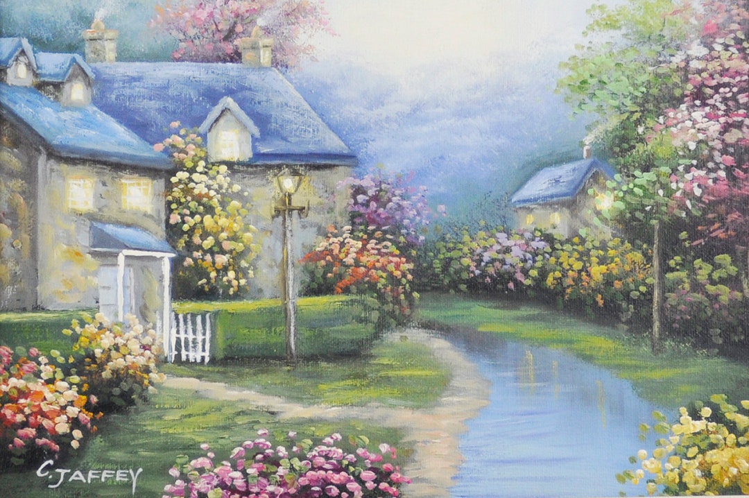 Gallerymichel Original C. Jaffey Framed Oil Painting of Two Cottages ...