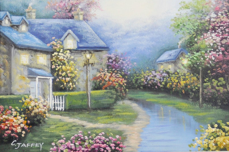 Gallerymichel Original C. Jaffey Framed Oil Painting of Two Cottages ...