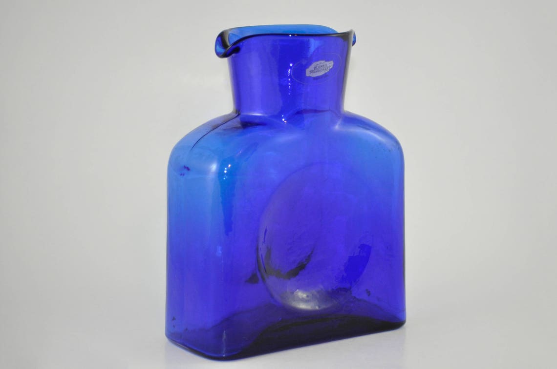 Gallerymichel Blenko Dark Blue Water Jug - Etsy