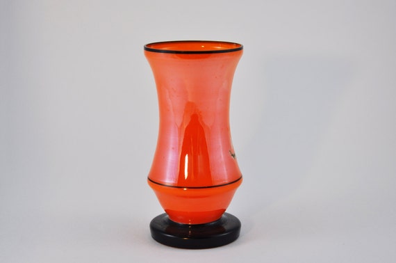 Gallerymichel Vintage Orange Tango Vase With Applied Black - Etsy