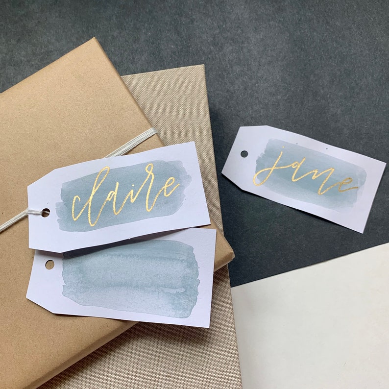 Dusty Blue Watercolor Gift Tag - Etsy
