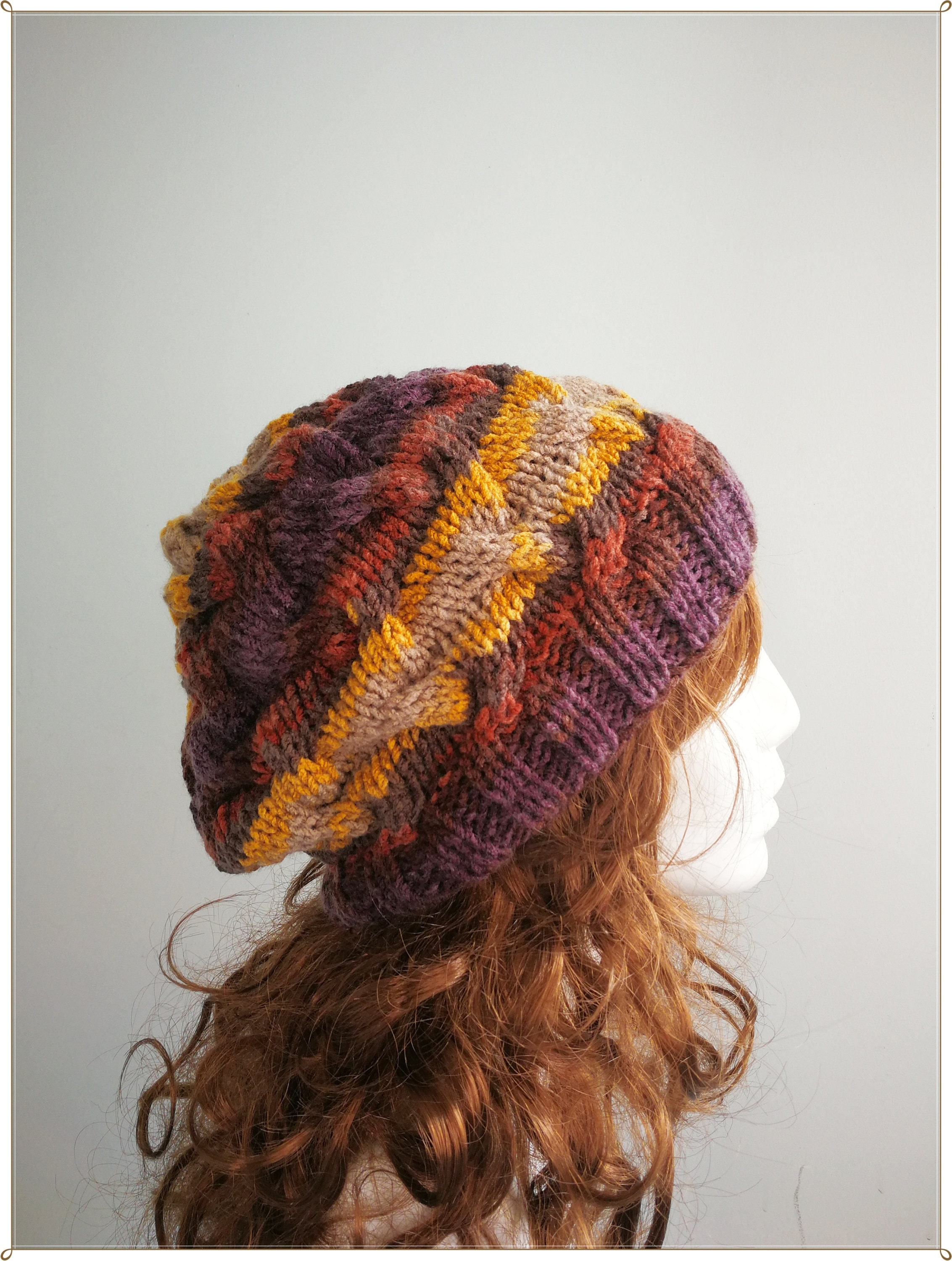 Slouchy Beanie Knit Hat Knit Beanie Brown Hat Brown | Etsy