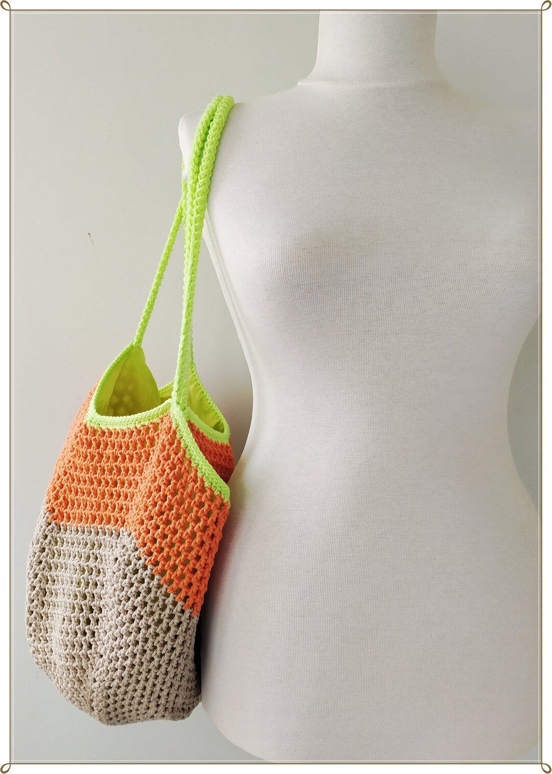 Crochet Market Bag: Neon Cotton Fishnet Tote - Etsy