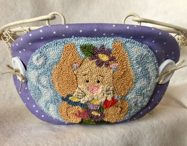 Punch Needle Bunny Needle Punch Easter Basket Finished | Etsy