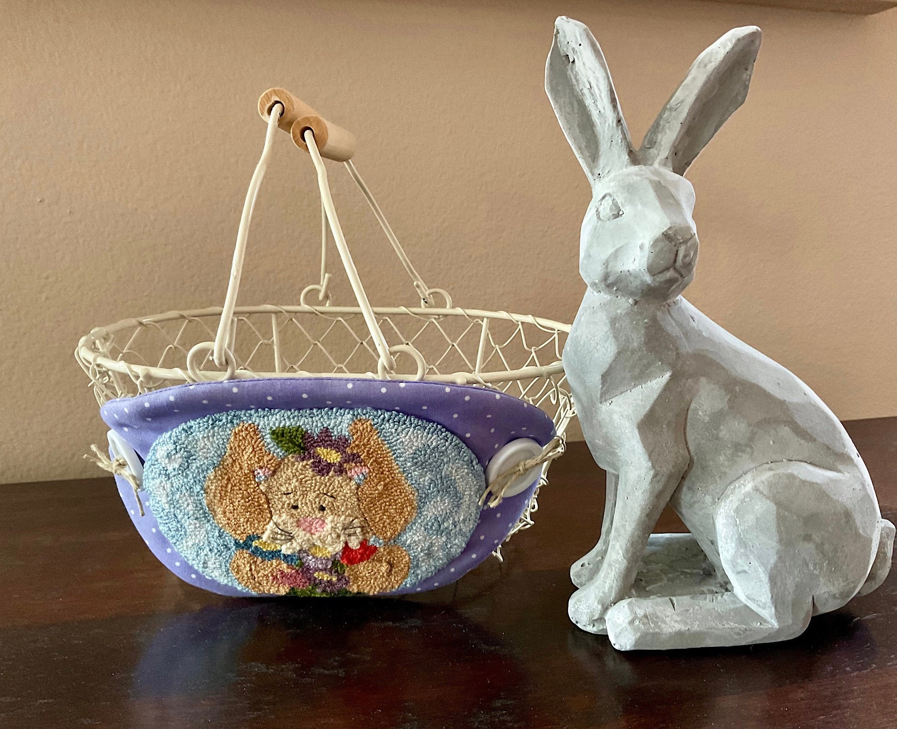 Punch Needle Bunny, Needle Punch Easter Basket, Finished - Etsy