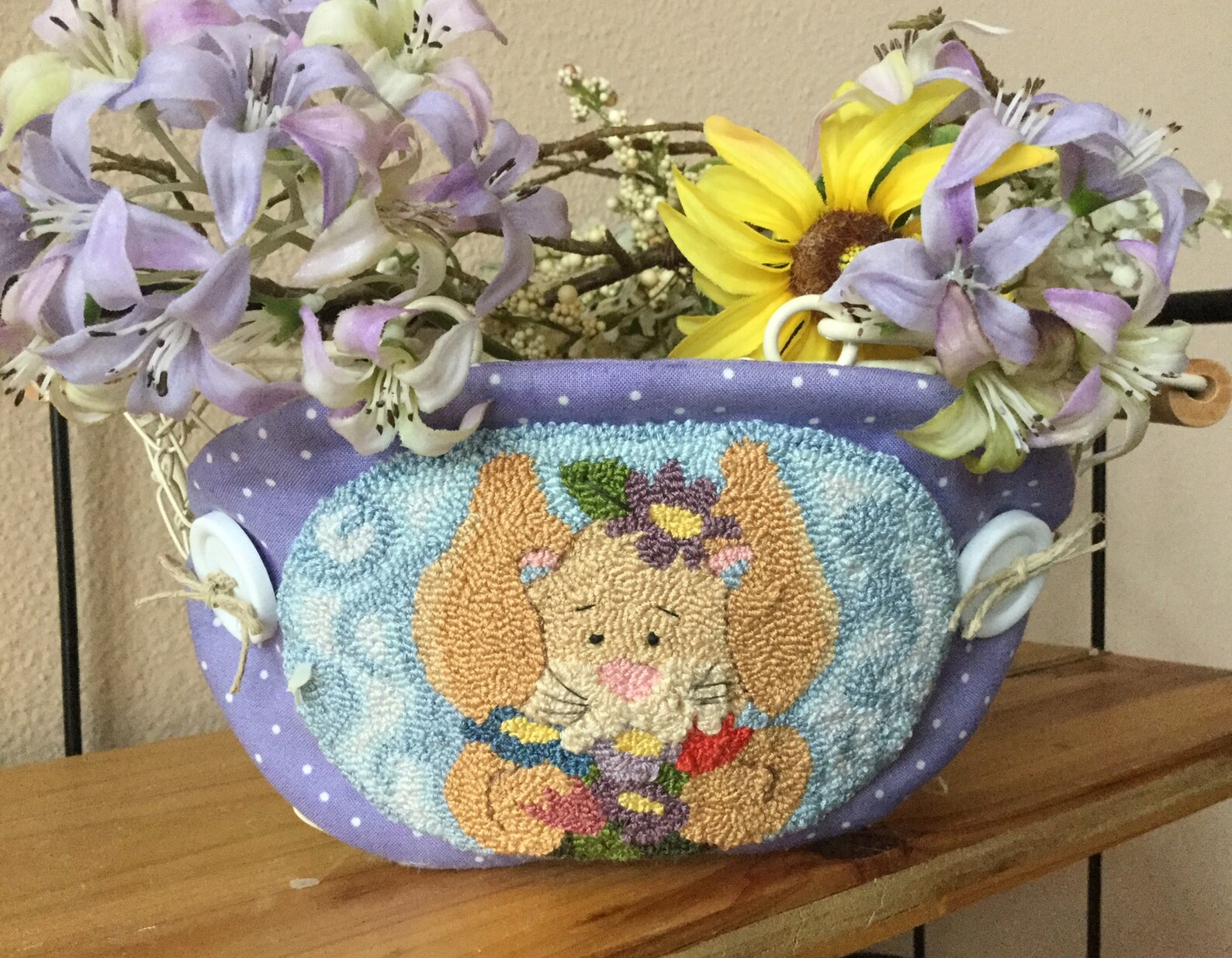 Punch Needle Bunny Needle Punch Easter Basket Finished | Etsy