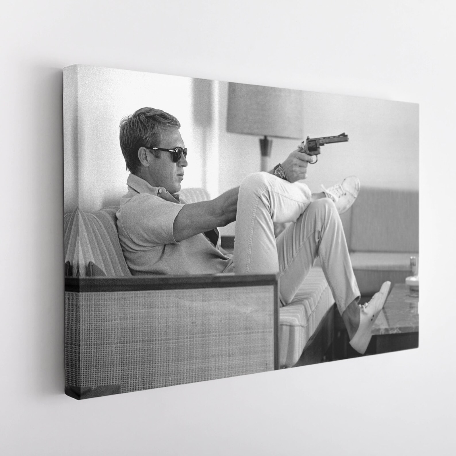 Steve Mcqueen with Gun Poster Canvas Print Art Decor Wall | Etsy