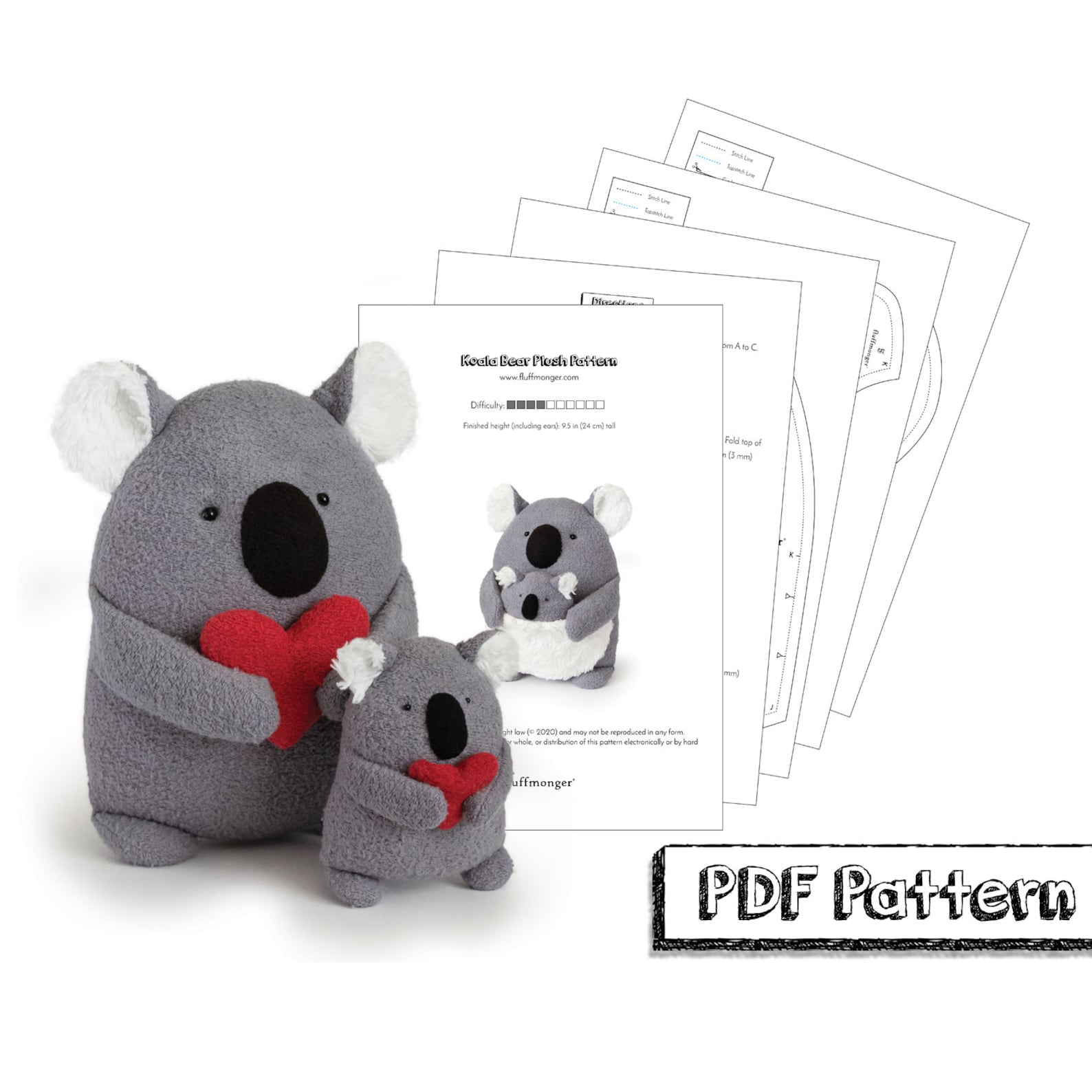 Koala PDF Sewing Pattern and Tutorial —step-by-step Instructions With ...