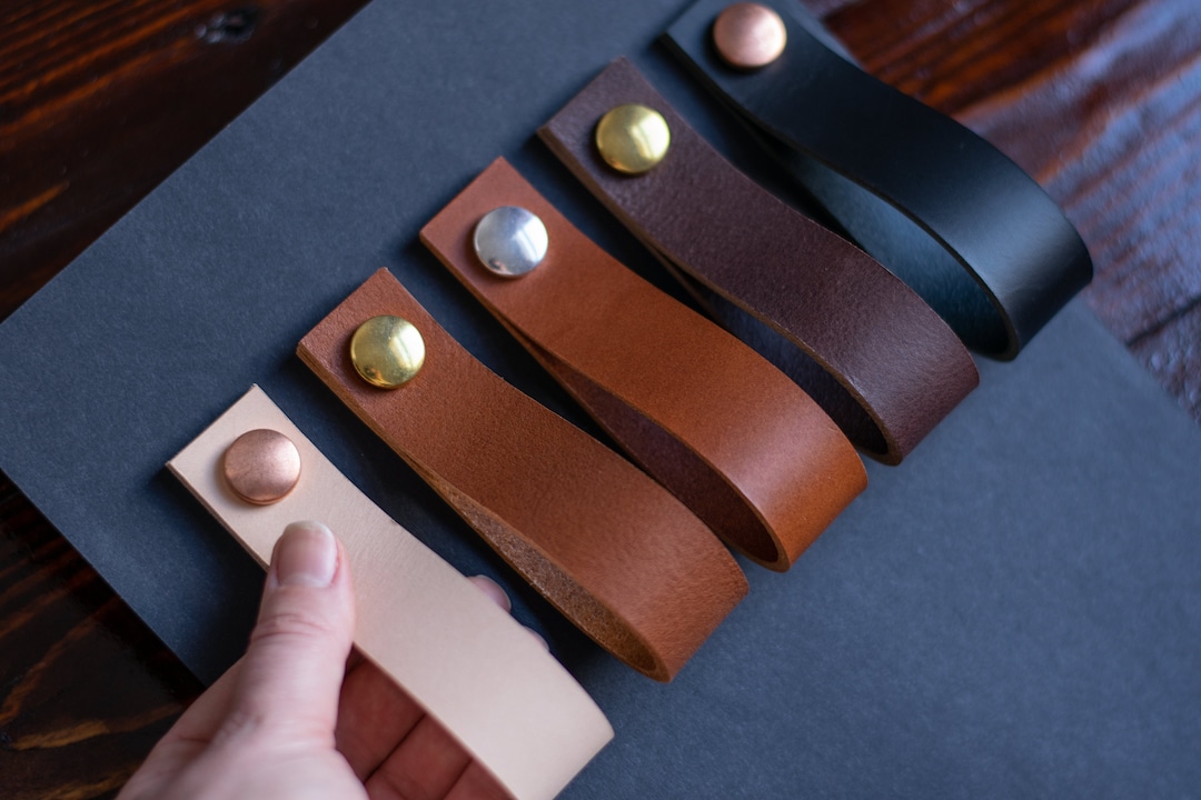 LARGE Leather Furniture Pulls Leather Handles Leather Drawer - Etsy