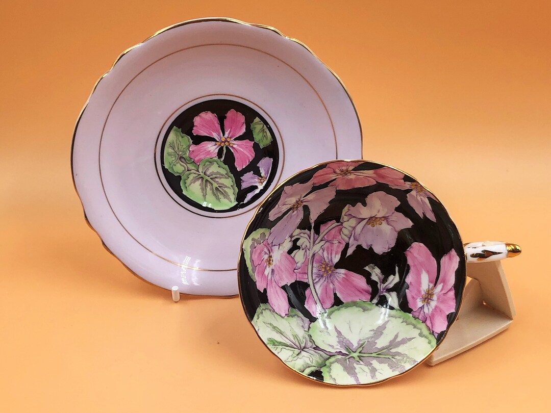 Paragon China Double Warranty Queen Mary Primrose Black Background on ...