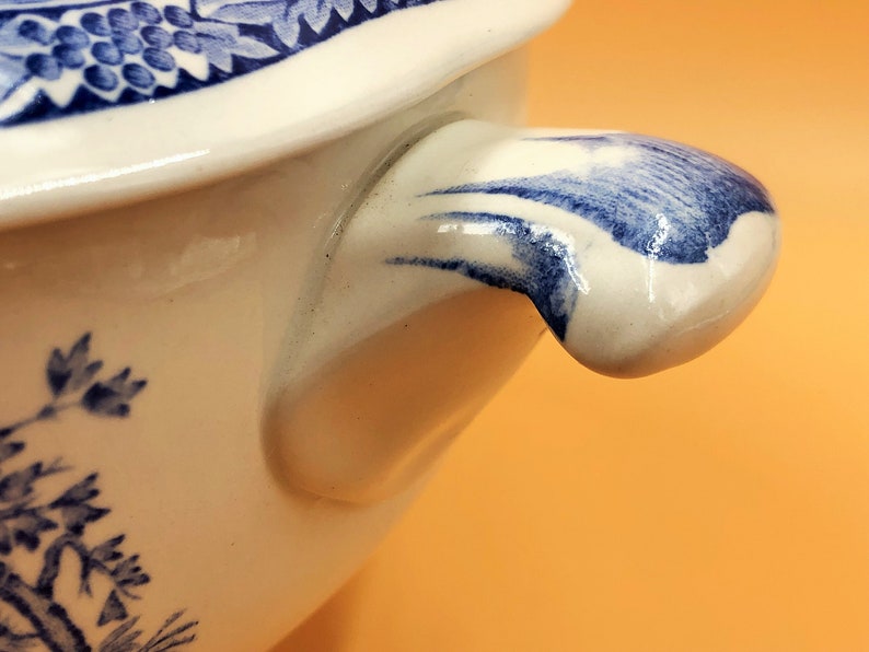 Stunning Antique Furnivals Blue & White Quail Design Serving | Etsy