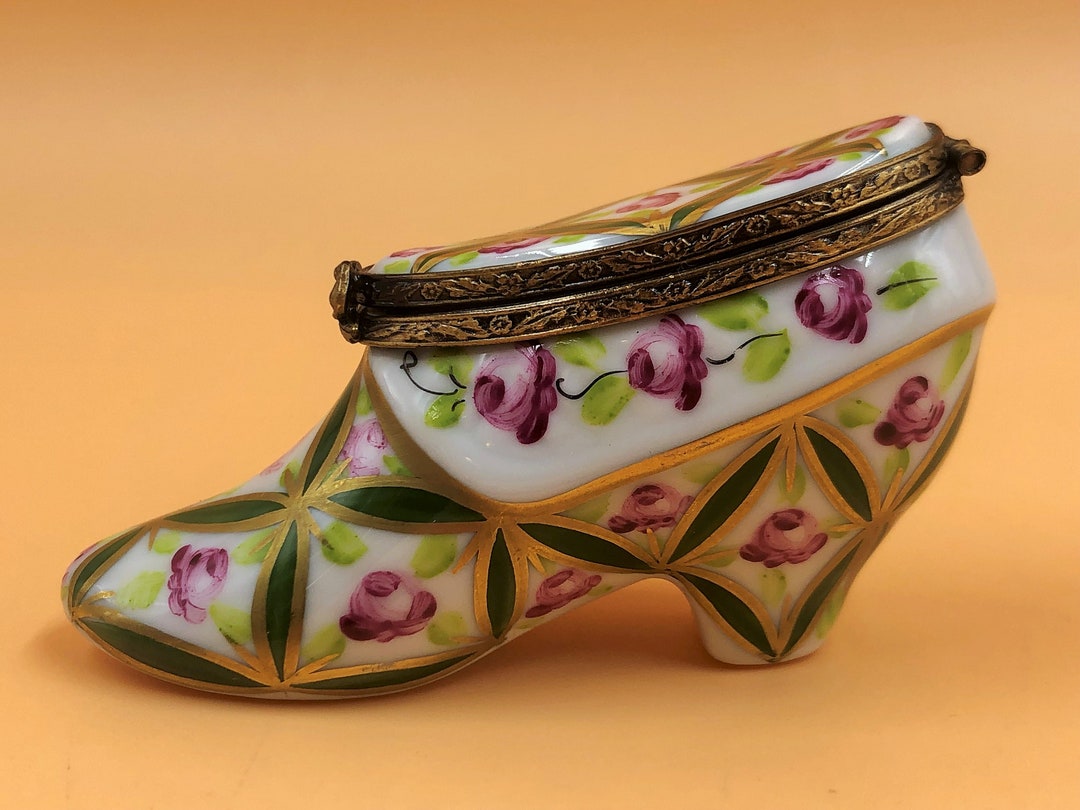 Limoges Porcelain France Porcelain Shoe / Boot Shaped Trinket Box ...