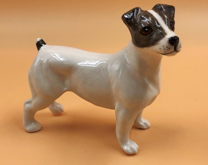 Vintage Beswick Pottery Jack Russell Terrier Dog Figurine. Dark Face ...
