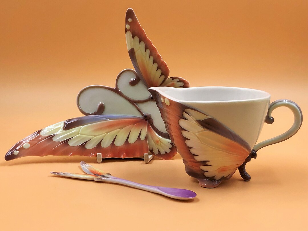Franz Porcelain Papillon Butterfly Design Tea Cup, Saucer and Teaspoon ...
