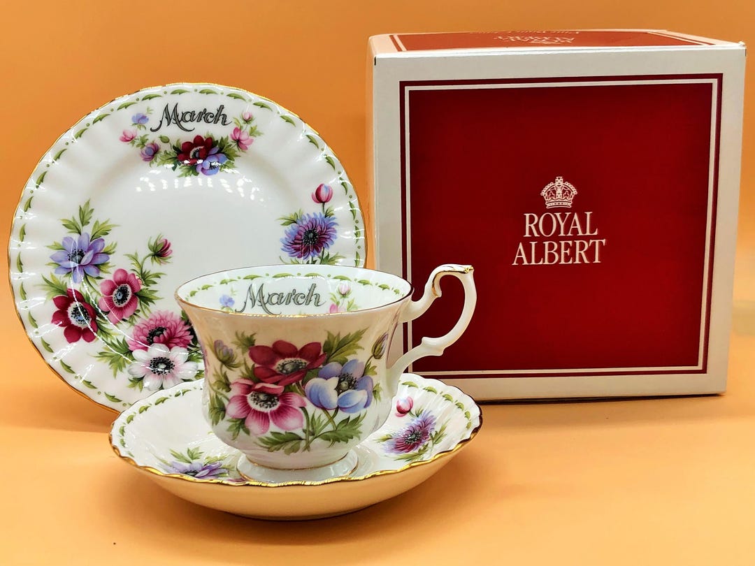 Royal Albert China Flower of the Month March Anemones Design Tea Cup ...