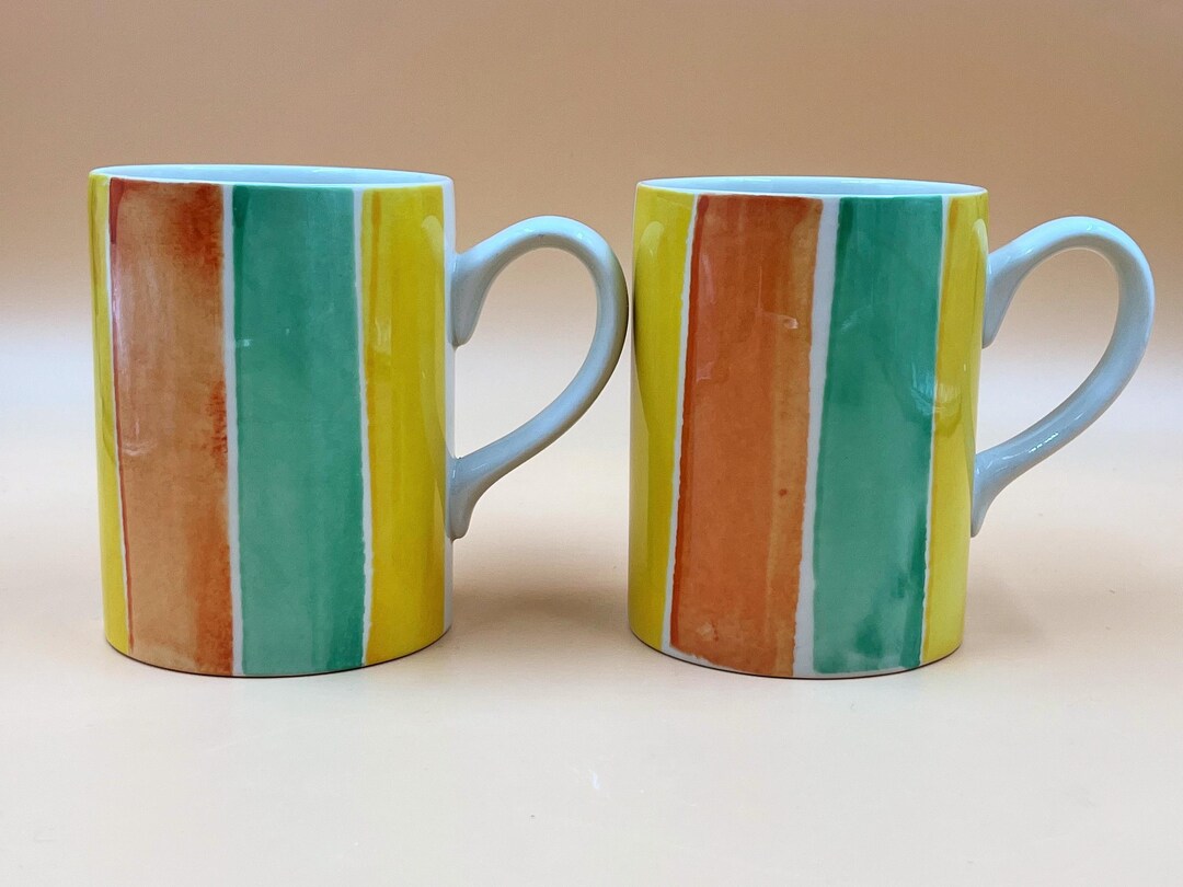 Vintage Pair of Royal Winton Pottery Traditon Spongeware Candy Stripe ...