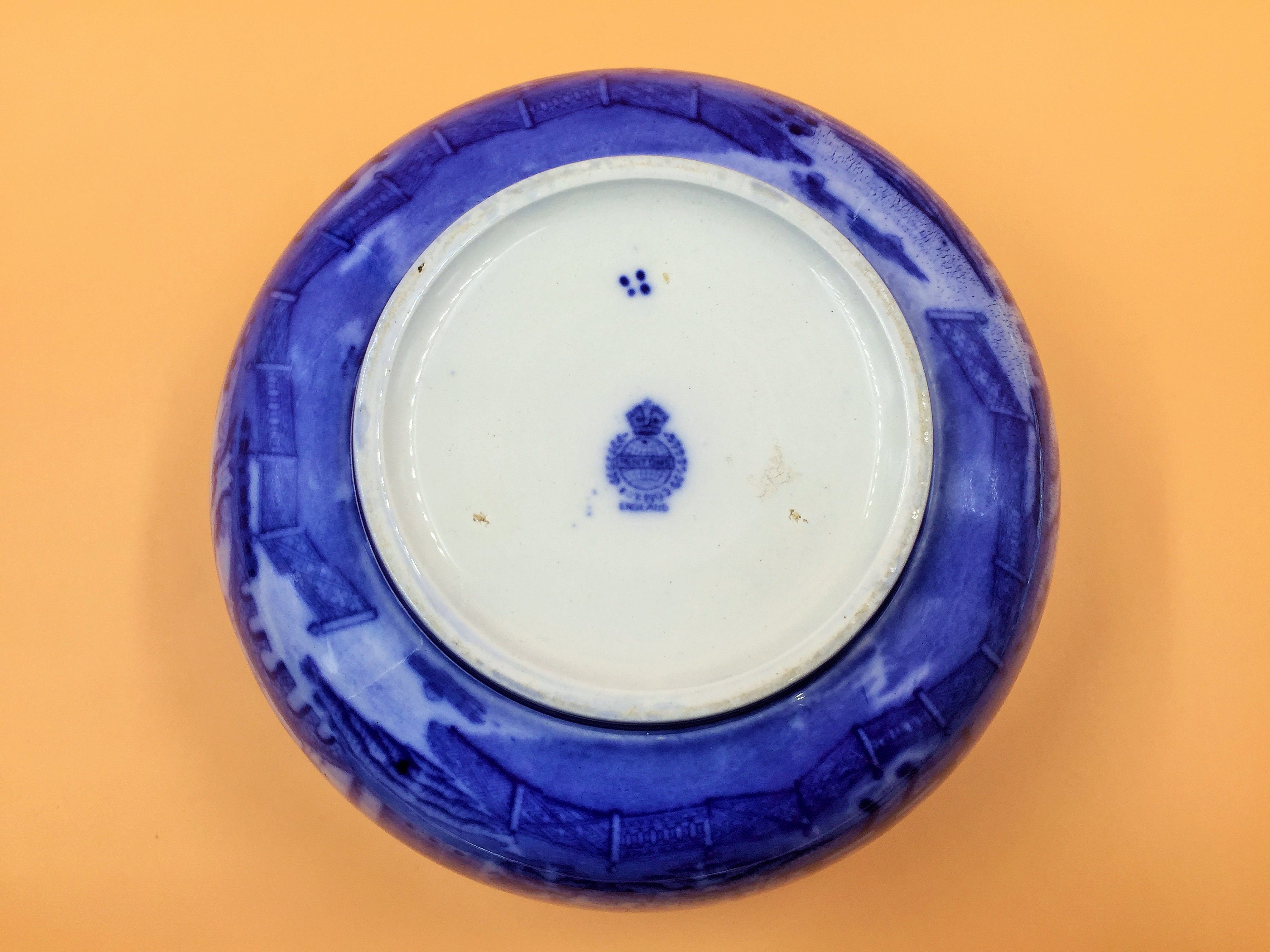 Antique Minton Pottery Flow Blue Willow Pattern Large Bowl. - Etsy UK