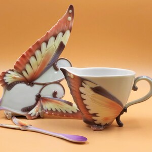 Franz Porcelain Papillon Butterfly Design Tea Cup, Saucer and Teaspoon ...